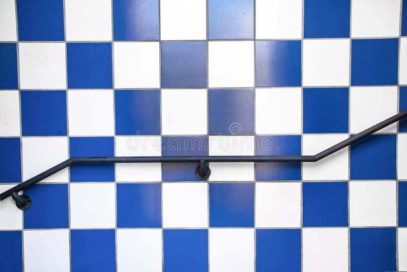 Straight on View of a Horizontal Image of a Blue and White Checkered ...