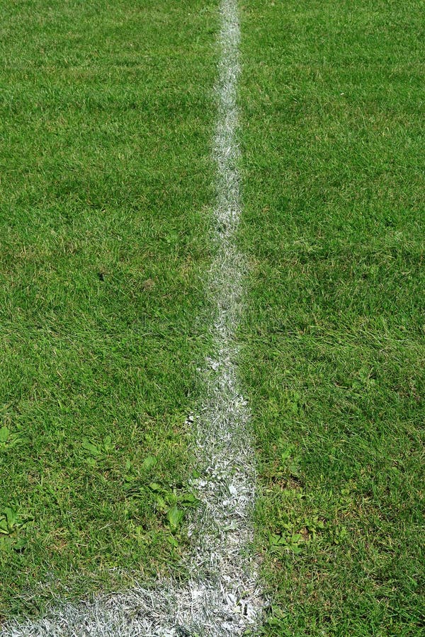 A Straight White Line on a Green Field Stock Image - Image of green ...