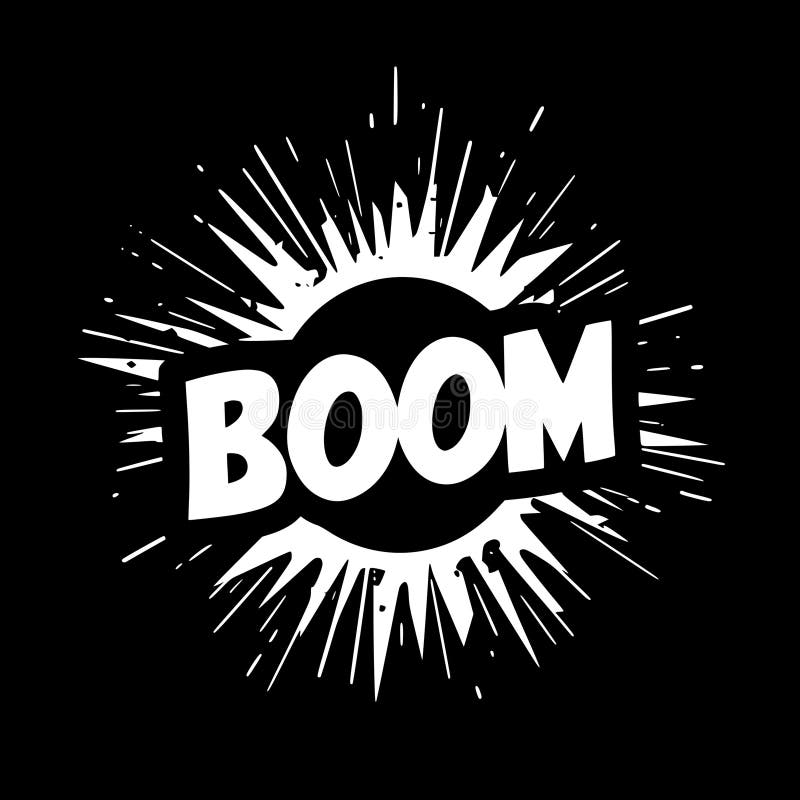 Boom - Black and White Vector Illustration Stock Vector - Illustration ...