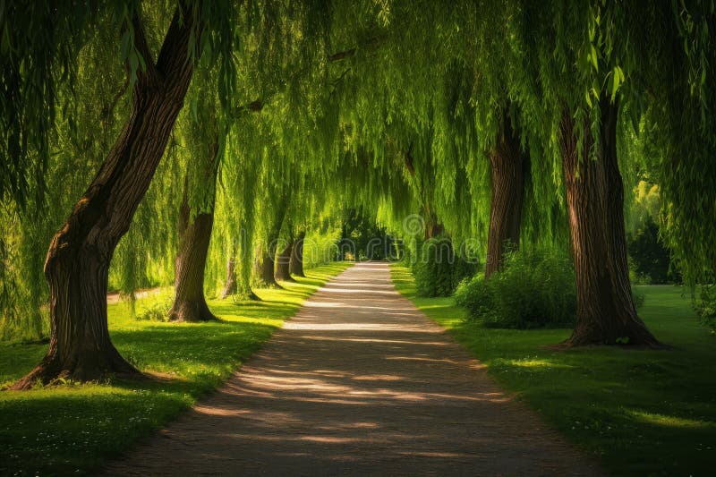 A Straightforward Photo Capturing a Serene Pathway through a Park ...