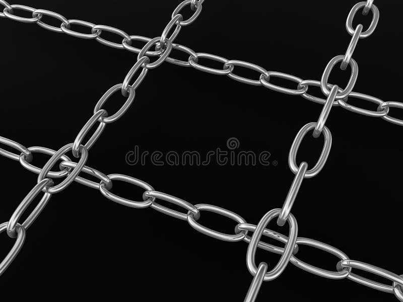 Strained Chains from Silver Metal. Security Power Concepts. on Black ...