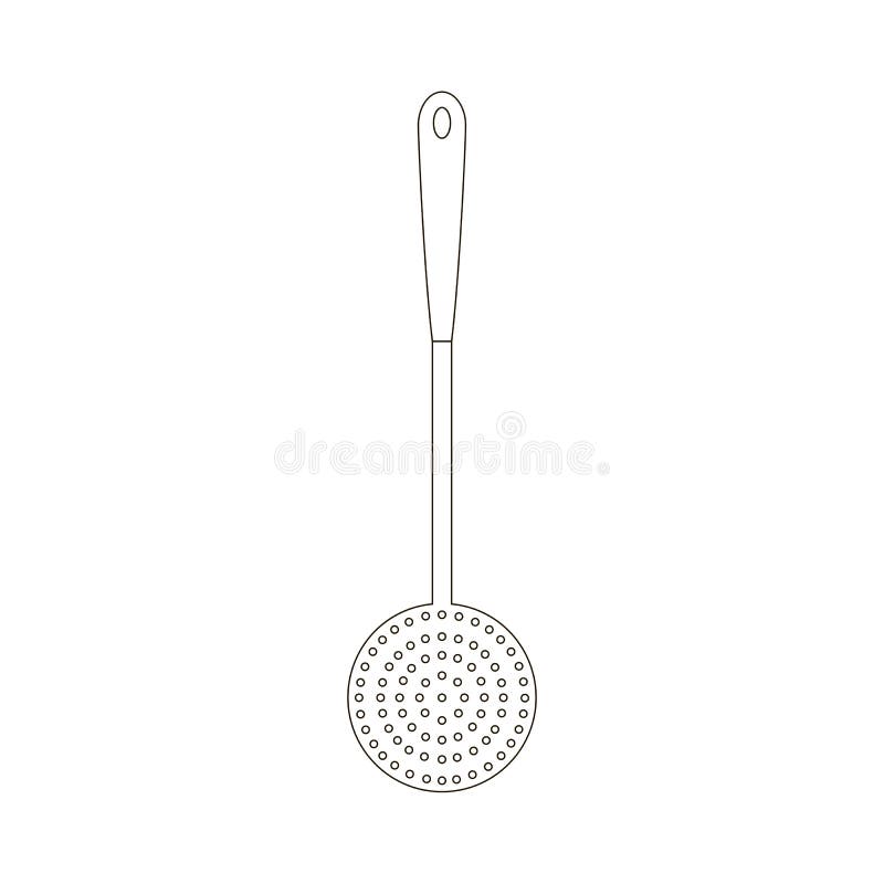 Outline Strainer With Handle Vector Icon. Isolated Black Simple Line ...