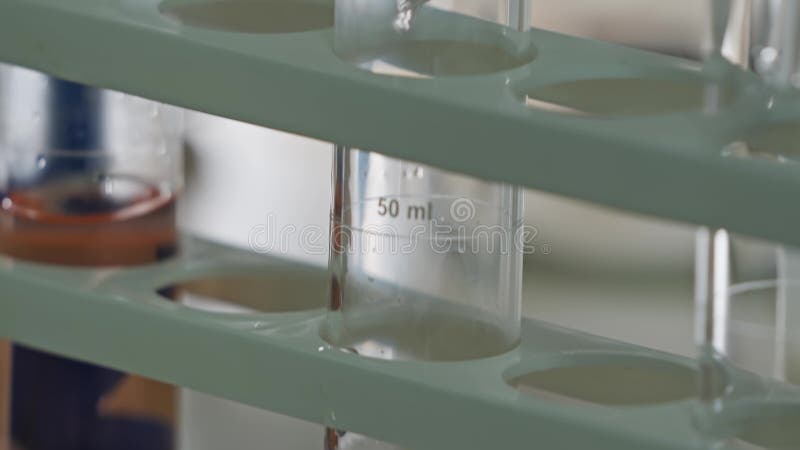 Straining the Liquid through the Filter into the Glass Laboratory ...