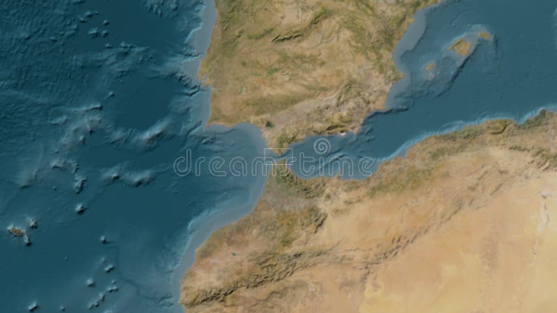 Strait of Gibraltar. Satellite Map. Patterson Cylindrical. Close-up ...