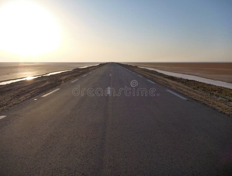 Strait Long Road in the Desert Stock Image - Image of prospective ...