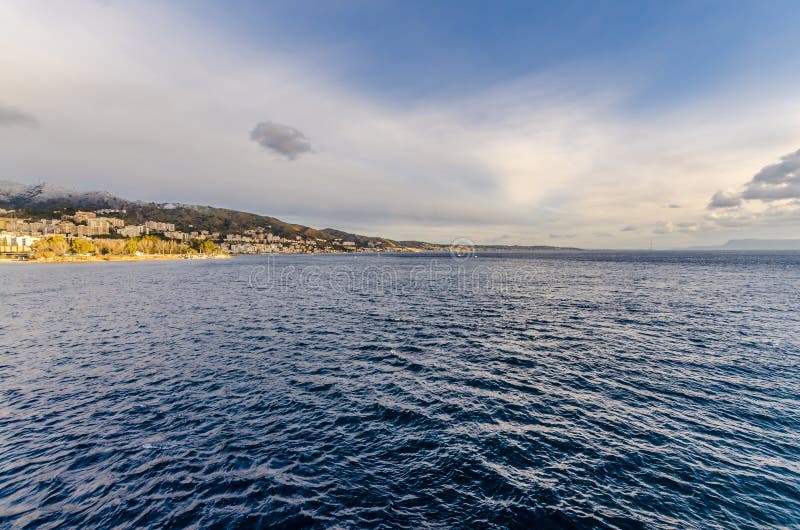Strait of Messina and Sicily Seen from Calabria Stock Image - Image of ...