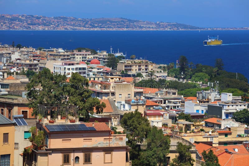 Strait of Messina in Italy stock photo. Image of route - 371904584