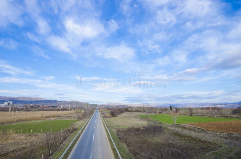 Strait Road through the Field Stock Image - Image of countryside ...