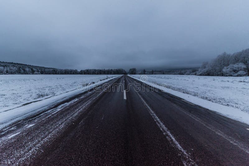 Strait Road through the Field Stock Image - Image of countryside ...