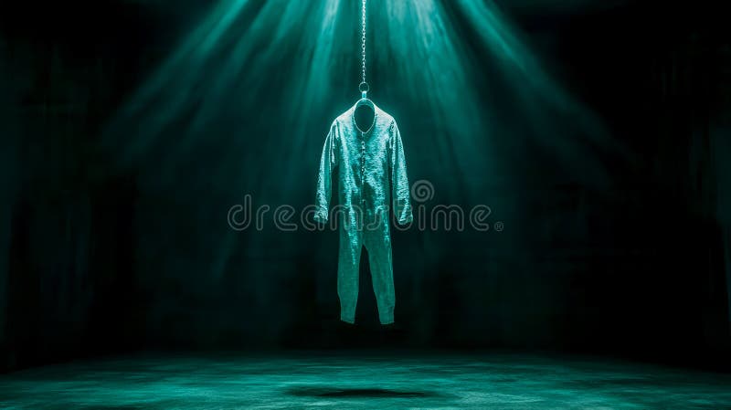 Straitjacket Hanging in a Dark Room with Dramatic Lighting Stock Photo ...
