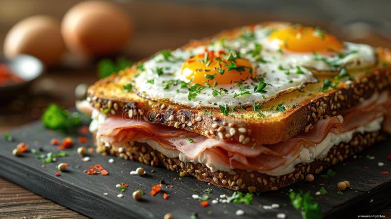 Strammer Max: Traditional German Sandwich with Ham and Eggs Stock ...