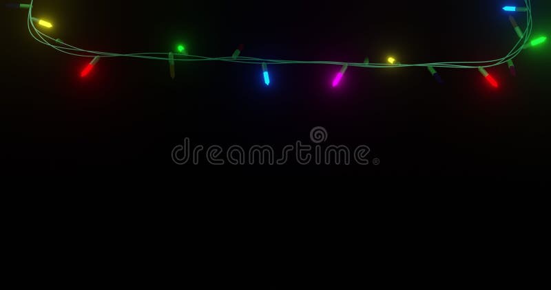Strand of Coloured Christmas String Lights Flashing on Black Background ...