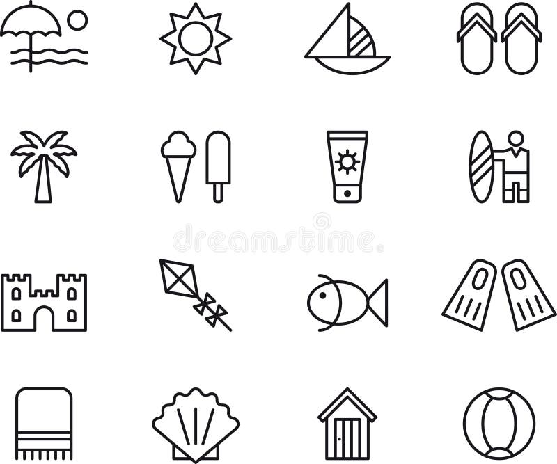 Zomer- En Strandpictogrammen Vector Illustratie - Illustration of ...
