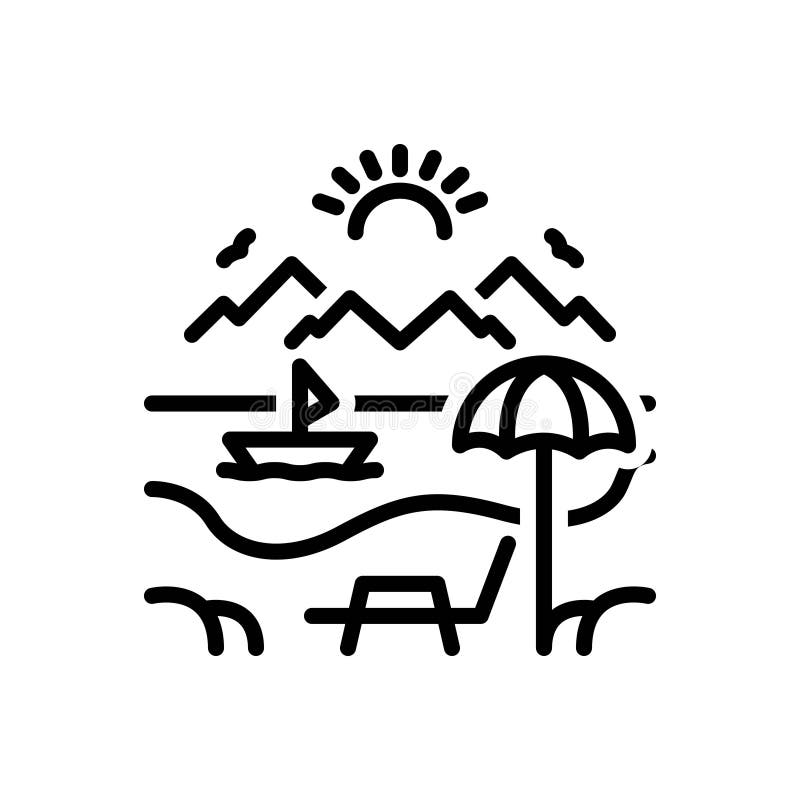 Black Line Icon for Strand, Coast and Seaside Stock Vector ...