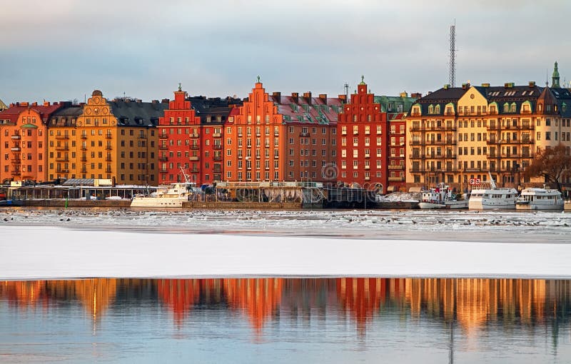 Strand Kungsholmen Stockholm I Vinter. Fotografering för Bildbyråer ...