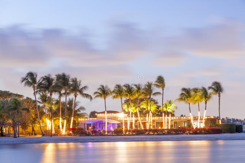 Strand in Miami, Florida stock foto. Image of boom, avond - 91127324