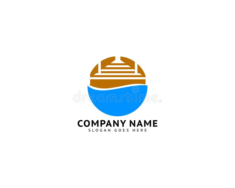 Strand Pier Dock Logo Design Vector Vektor Abbildung - Illustration von ...