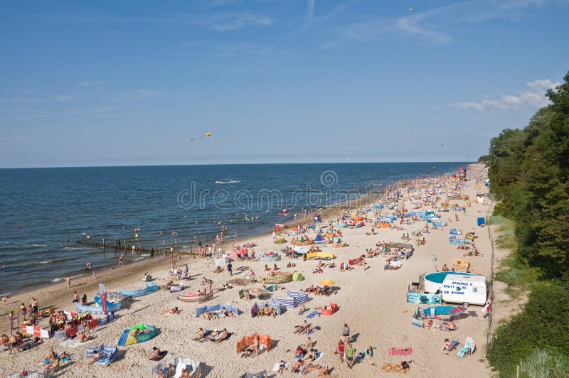Strand in Rewal redaktionelles stockbild. Bild von schwimmen - 18565459