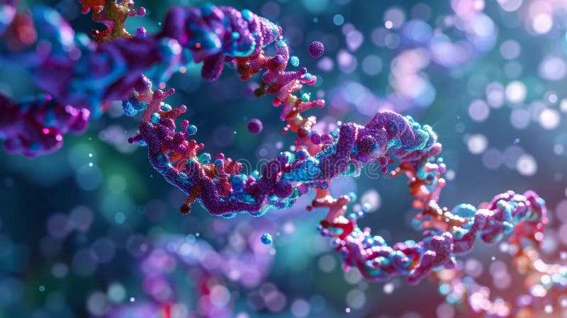 A Strand of RNA Being Formed with Complementary Nucleotides Being Added ...