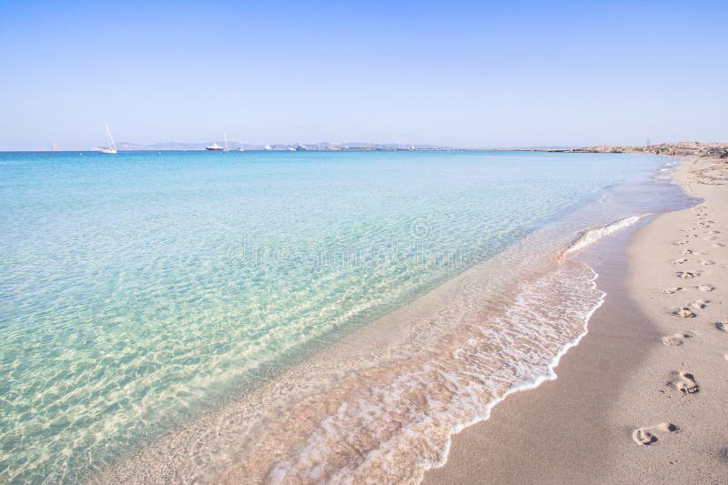Strand Ses Illetas, Formentera, Spanien Arkivfoto - Bild av holme ...