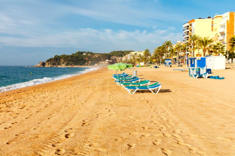 Strand Van Lloret De Mar Costa Brava Spain Stock Afbeelding - Image of ...