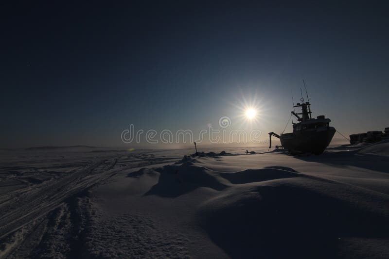 Stranded Boat on Snow stock image. Image of travel, boat - 29233597