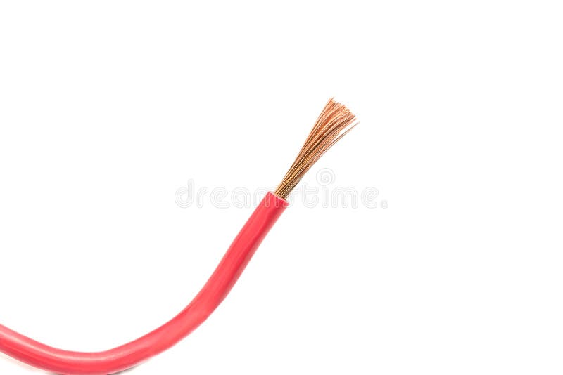 Stranded Copper Wire with Red Markings on a White Background Stock ...