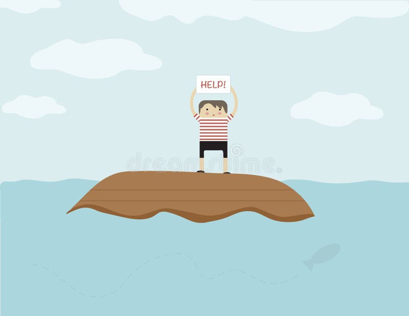Stranded at sea stock vector. Illustration of castaway - 23874005