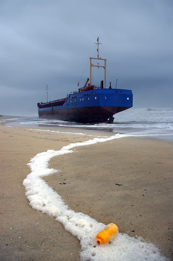 Stranded Cargo Ship on a Deserted Beach in Vietnam Stock Image - Image ...