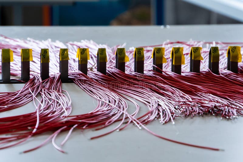 Stranded Wires on the Table Red Colour Stock Image - Image of industry ...