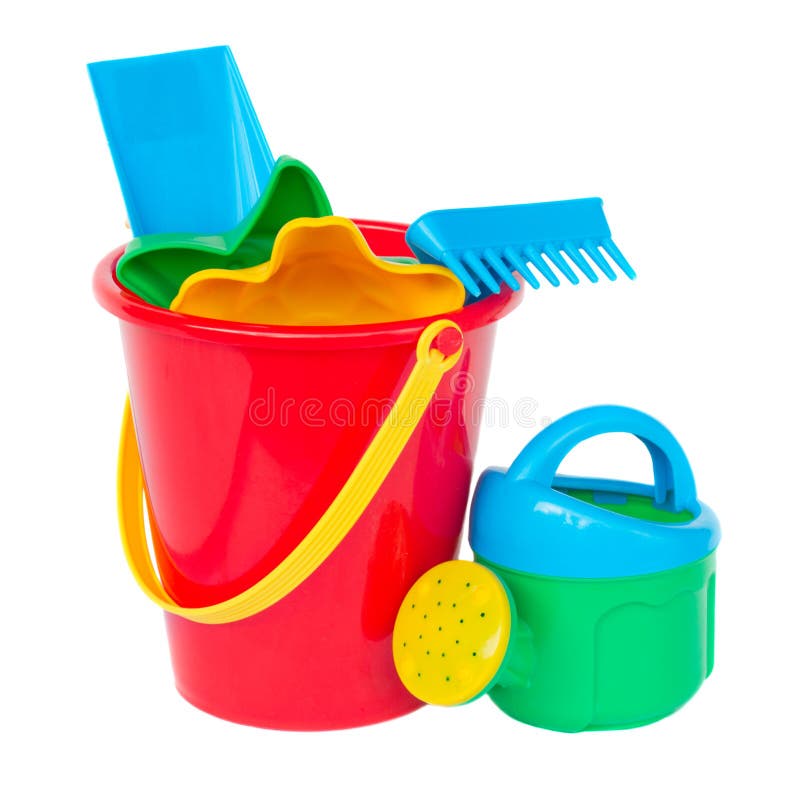 Plast- Barns Leksaker I En Korg Arkivfoto - Bild av kanna, lager: 36046450