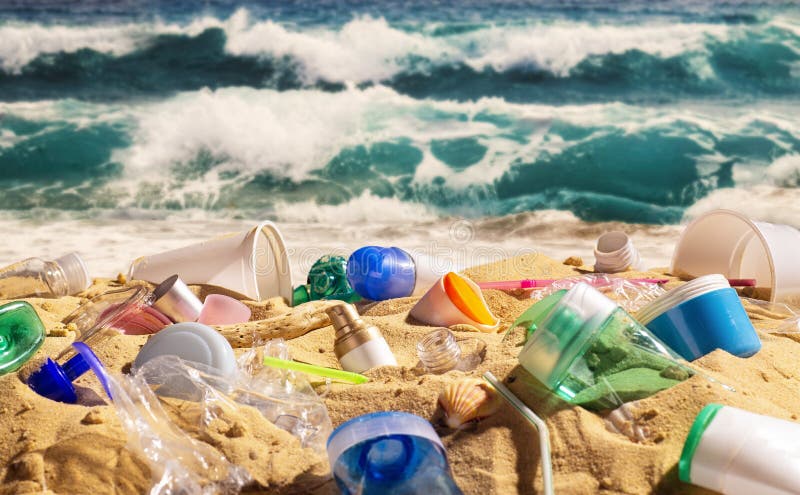 Plastic Afval in Oceaanonderwater Plastic Flessen Drijvend in Zee ...