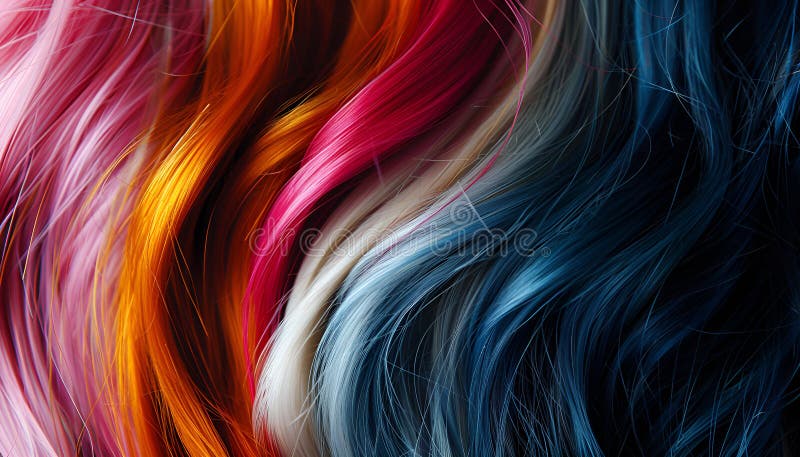 Strands of Different Color Hair As Background, Closeup Stock Image ...