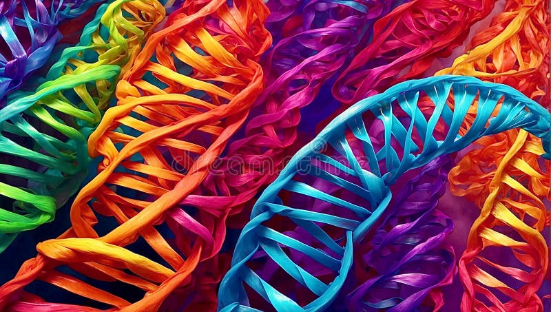 Strands of DNA in Rainbow Colors. AI Generated Illustration Stock ...