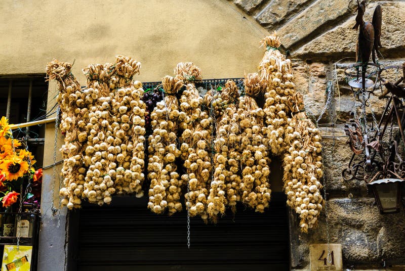 Strands of Garlic on Old Wall Stock Photo - Image of flavor, garlic ...