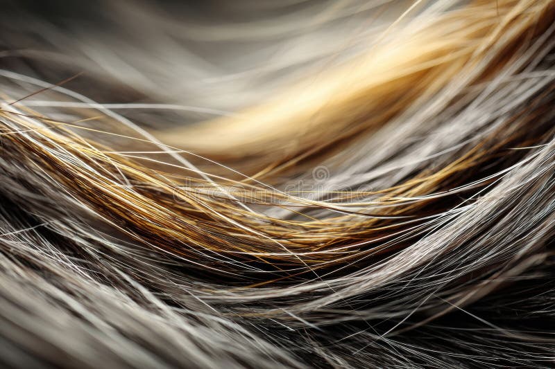 Close-up View of Hair Strands Showcasing Highlights with a Soft Blurred ...