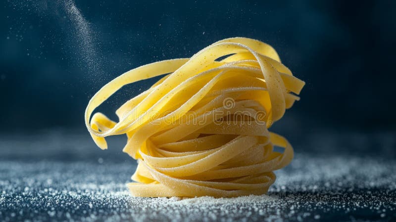 Strands Pasta Elegantly Hover Mid Air Separated Other while Fine Dust ...