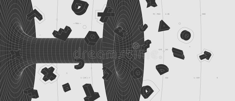 Strange Abstract Modern Wireframes 3d Geometric Shapes, Graphic ...