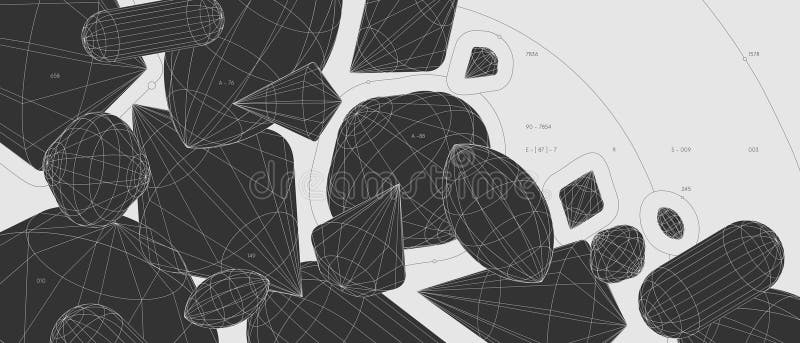 Strange Abstract Modern Wireframes 3d Geometric Shapes, Graphic ...