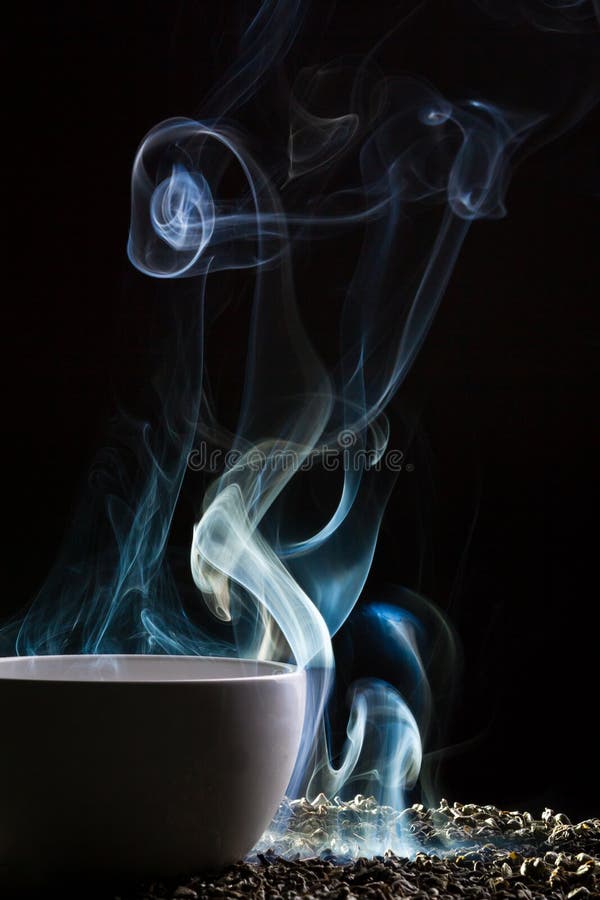 Strange Blue Smoke Taking Away from Tea Stock Image - Image of crockery ...