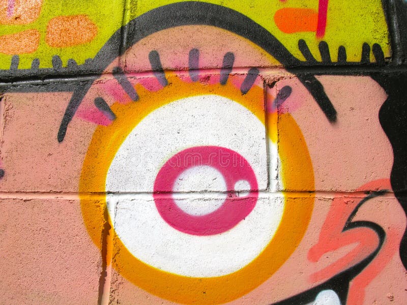 A Strange Eye Painted on a Cement Block Background Stock Image - Image ...