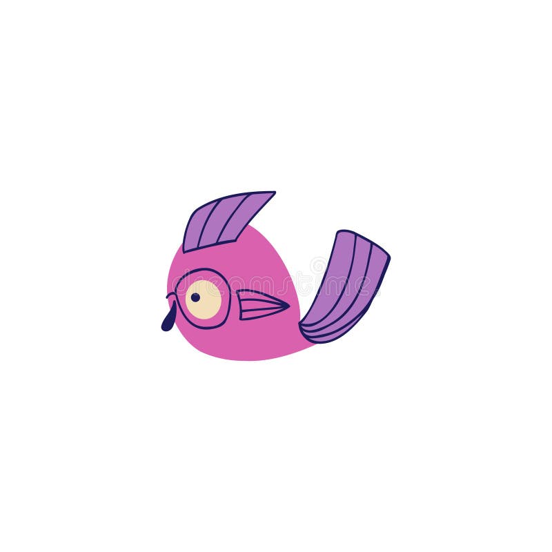 Strange Fish Character. Cute Bizarre Comic Characters in Modern Flat ...