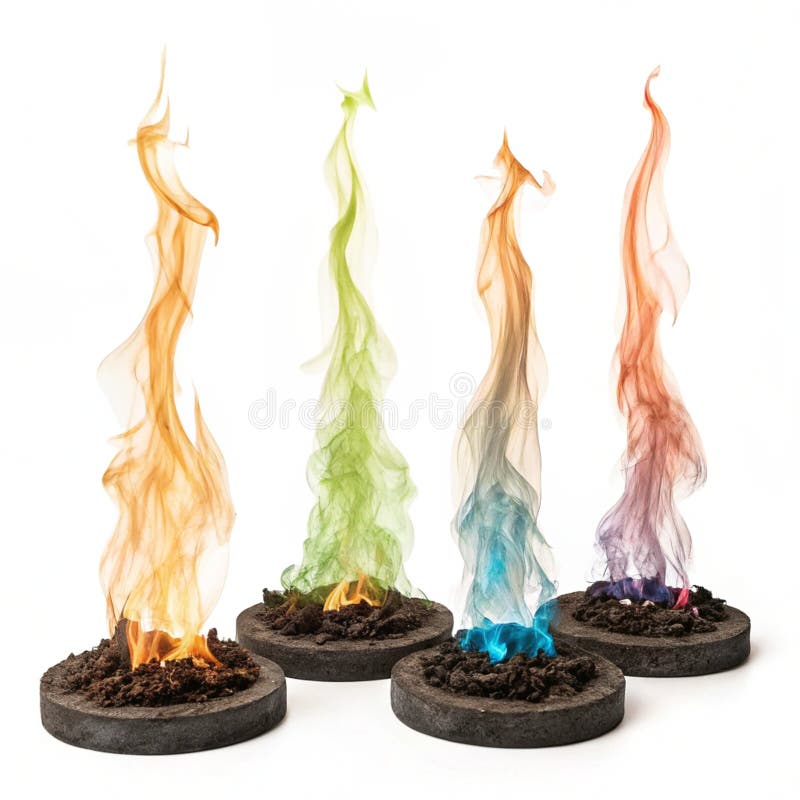 Strange Four Flames Isolated on White Background Stock Illustration ...