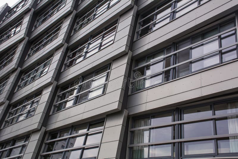 Strange Grey Modern House with Windows Stock Image - Image of european ...