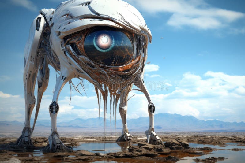 A Strange Looking Alien Biotech Creature Standing in the Desert ...