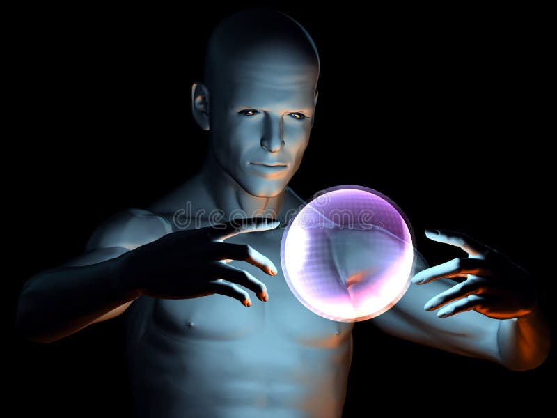 Strange Magic Man with Hypnotic Ball Stock Illustration - Illustration ...