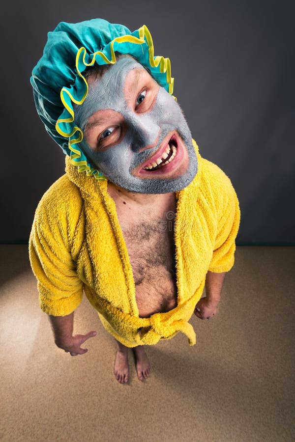 Strange Man with Face Pack in the Room Stock Photo - Image of belly ...