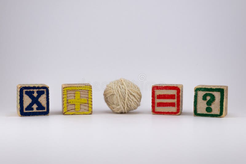 A Strange Mathematical Task in Wooden Cubes Stock Image - Image of ...