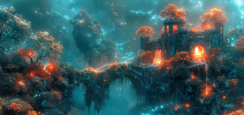 Strange and Mysterious World. Surreal Mystical Fantasy Artwork Stock ...
