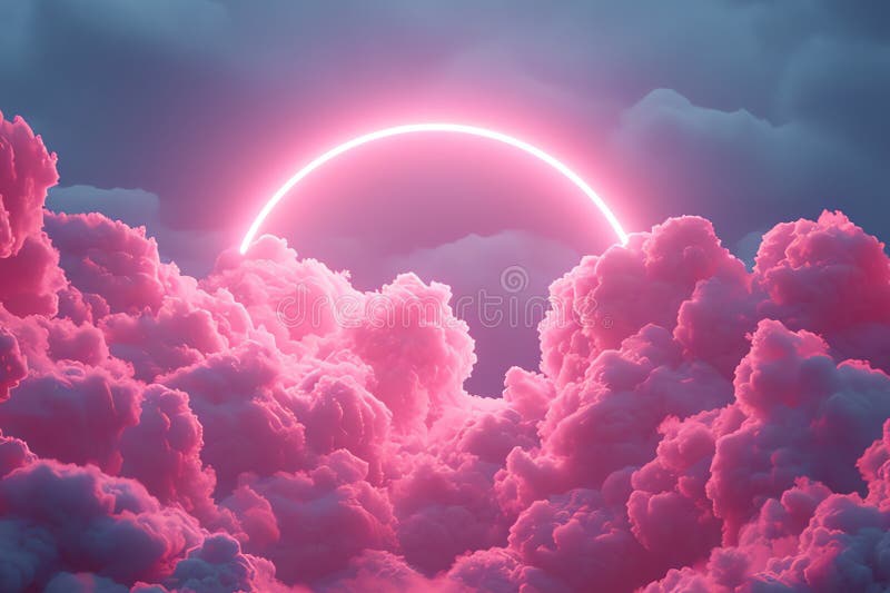 Strange Pink Light Circle Behind Clouds in the Sky, AI Generated Stock ...